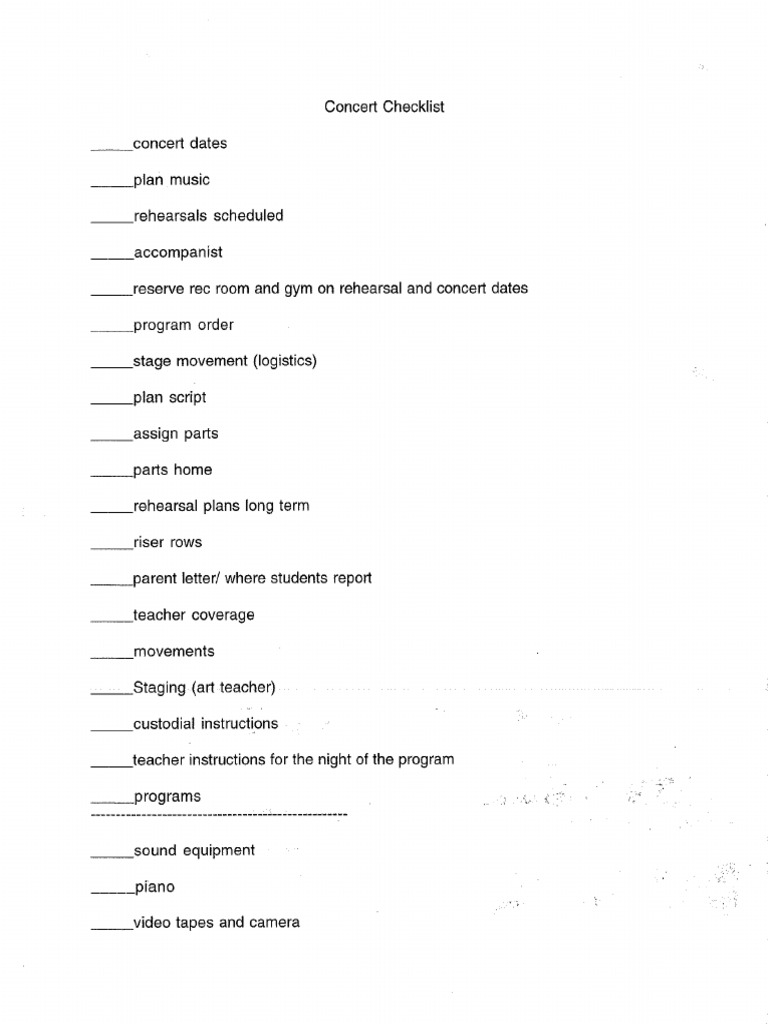 Concert Checklist | PDF