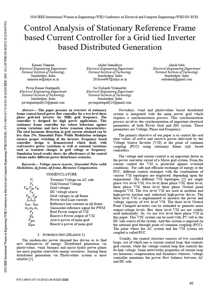 Control Analysis of Stationary Reference Frame | PDF