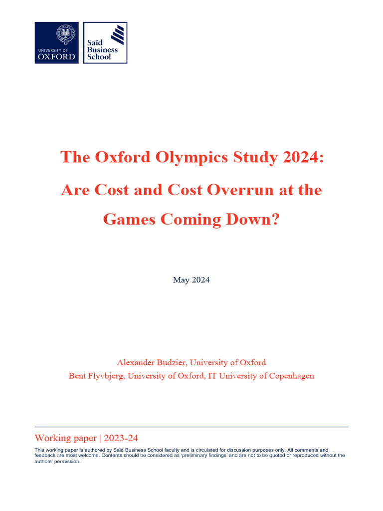 The Oxford Olympics Study 2024 Are Cost and Cost O | PDF