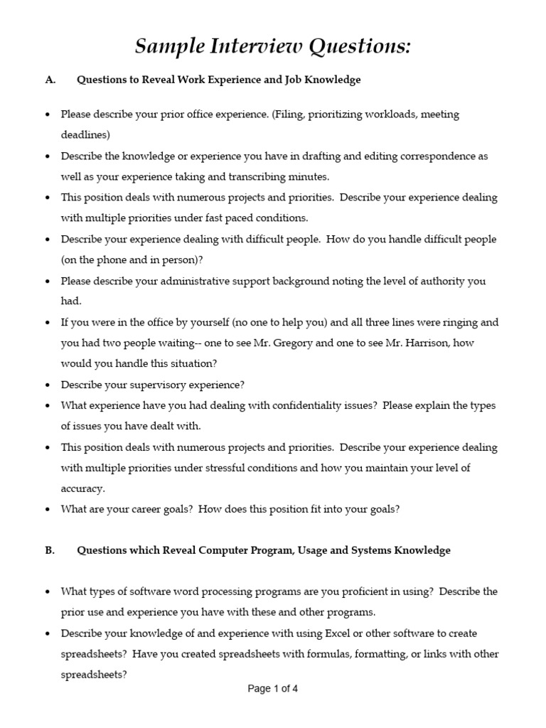 Sample Interview Questions PDF | PDF