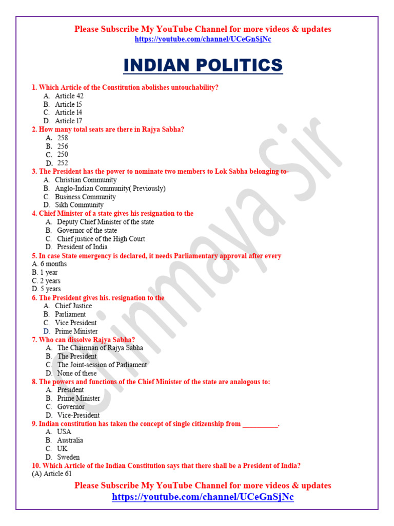 Indian Politics Part-1 | PDF