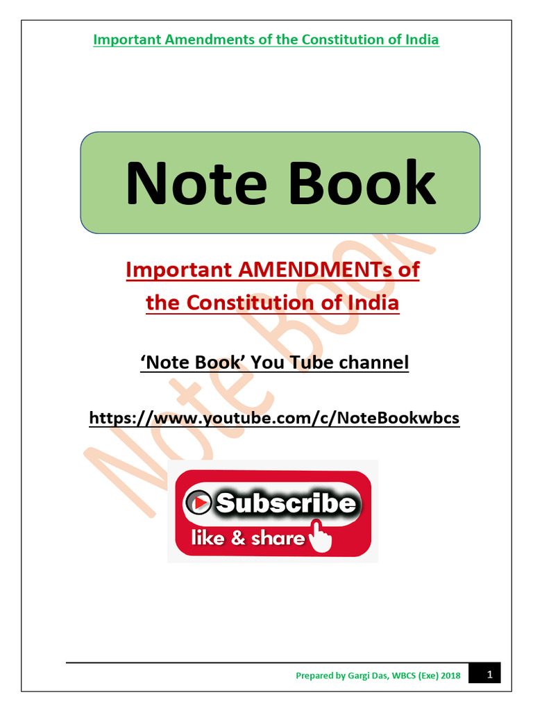 Amendment of Constitution (Important) - Note Book | PDF