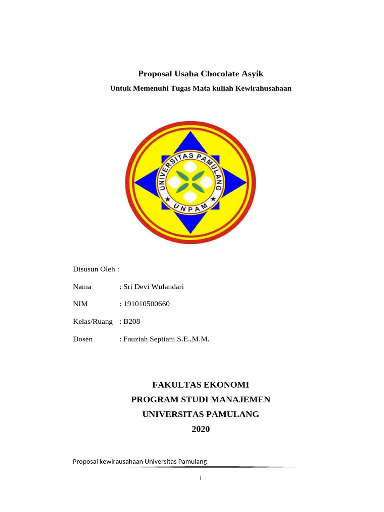 Proposal Bisnis Usaha Chocolate Asyik) | PDF