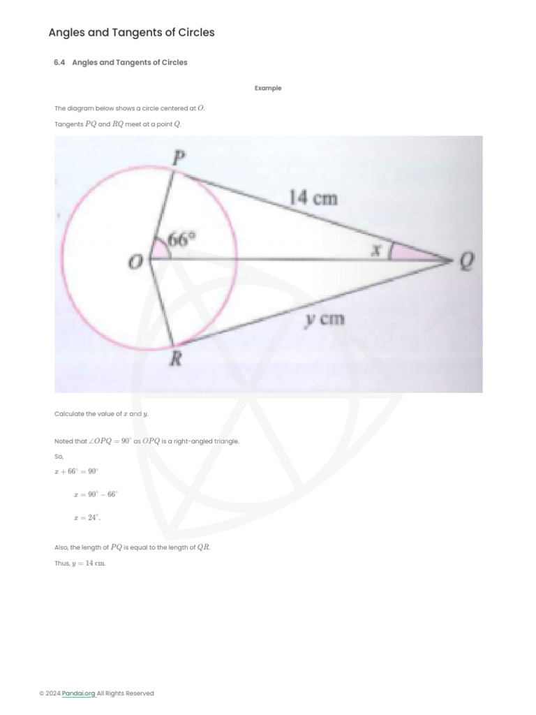6.4 Angles and Tangents of Circles | PDF