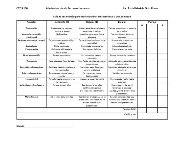 Guía de Observación para Exposición Final de Empresa Sub 1 2024 | PDF