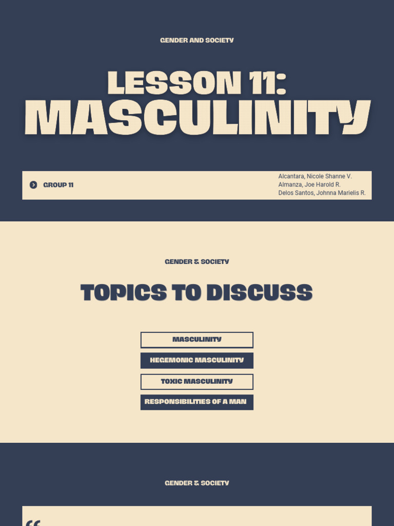 Lesson 11 Masculinity | PDF
