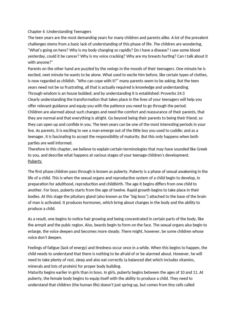 Chapter 6 - Understanding Teenagers | PDF