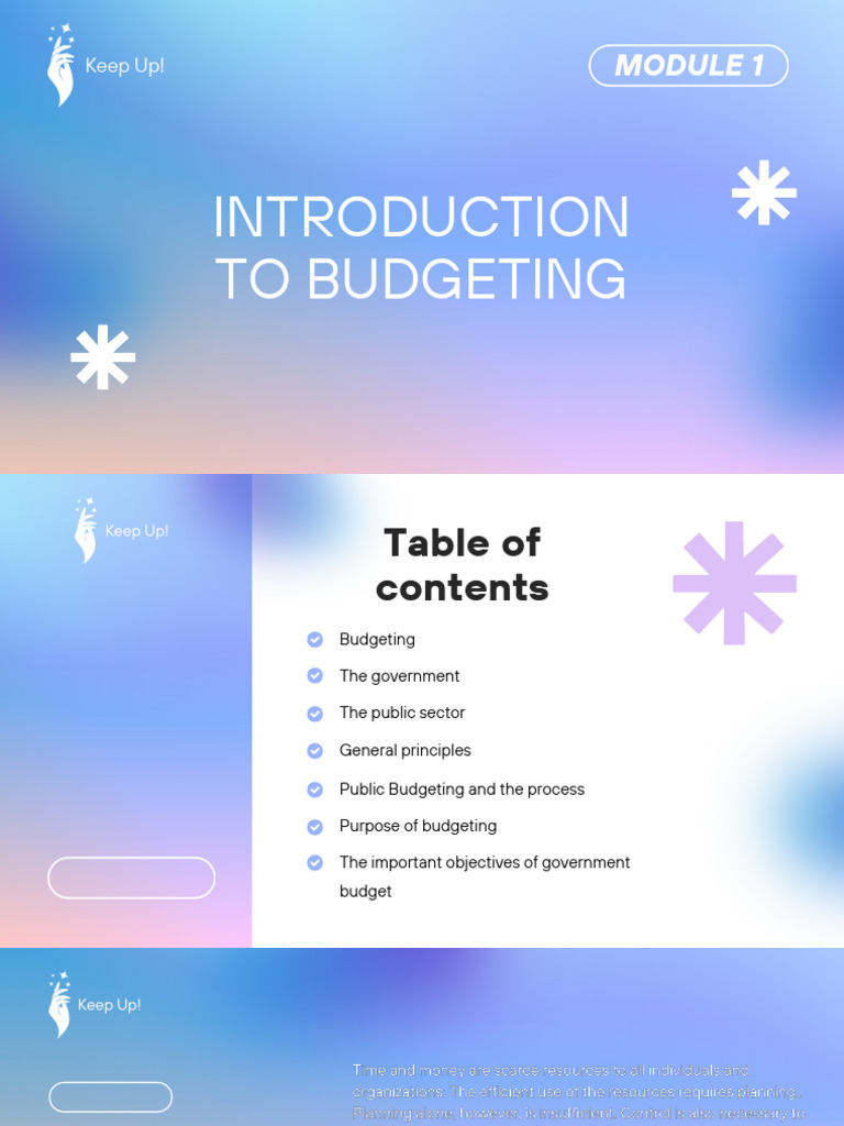 Module 1 Introduction To Budgeting | PDF