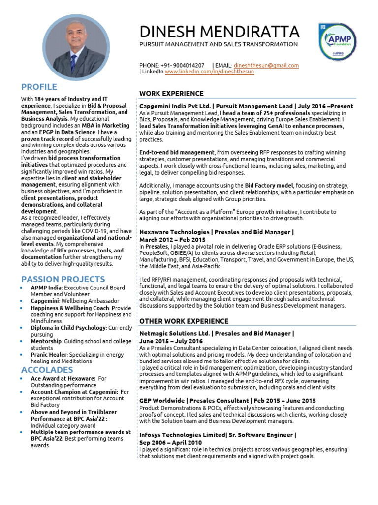1 Pager CV Format | PDF