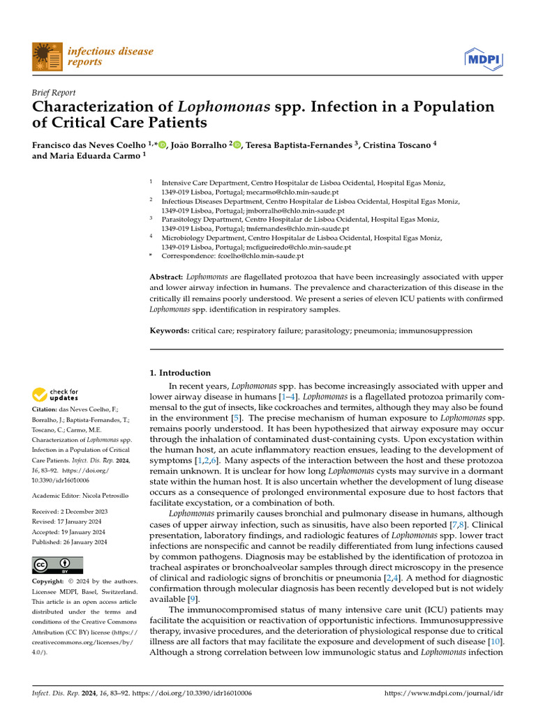 Characterization of Lophomonas Spp. Infection in A Population | PDF ...