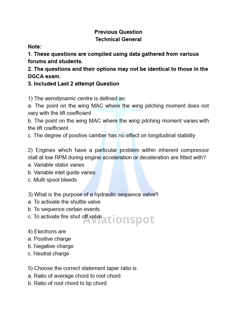 DGCA Exam Technical Questions Compilation | PDF | Turbocharger | Engines