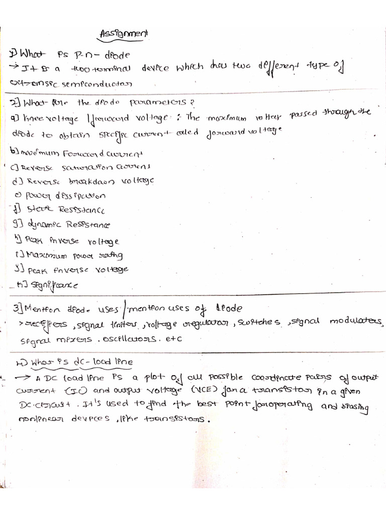 Basic electronics Assignment 3 | PDF