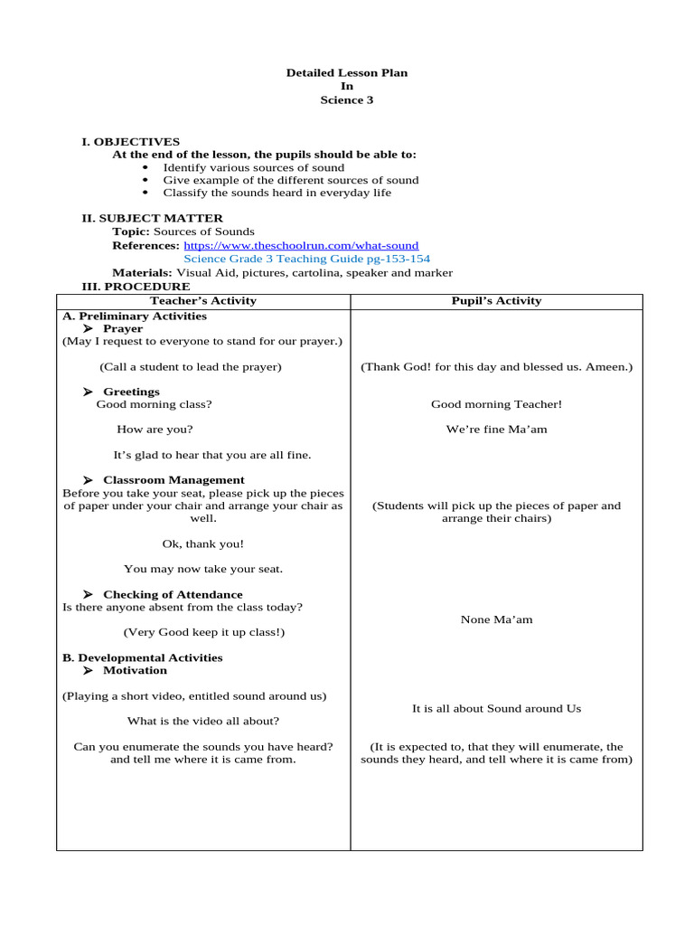 DLP For Practice Teaching 3 | PDF | Sound | Language Arts & Discipline