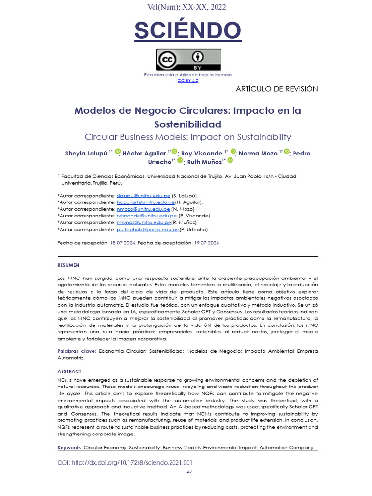 Modelos de Negocio Circulares y Sostenibilidad - Un Análisis Teórico | PDF