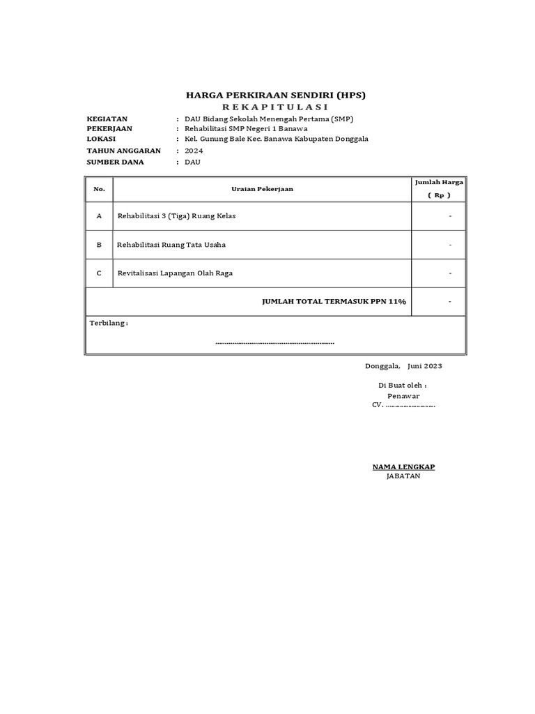 Boq SMPN 1 Banawa Tender | PDF