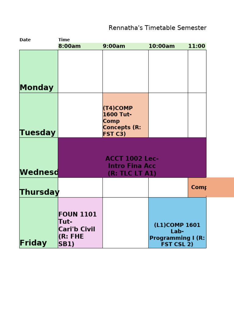 School Timetable Semester I 2024-2025 | PDF