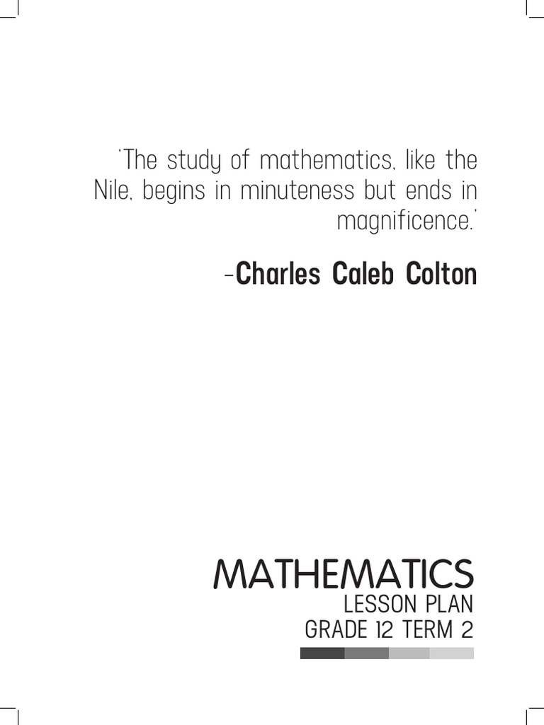 Gr 12 Term 2 2018 Maths Lesson Plan | PDF