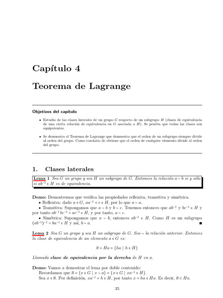 Tema 4. Teorema de Lagrange | PDF