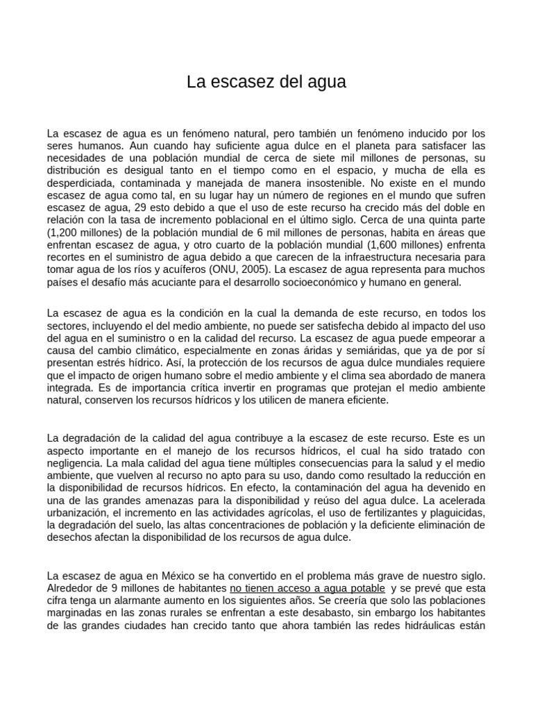 La Escasez Del Agua-1 | PDF