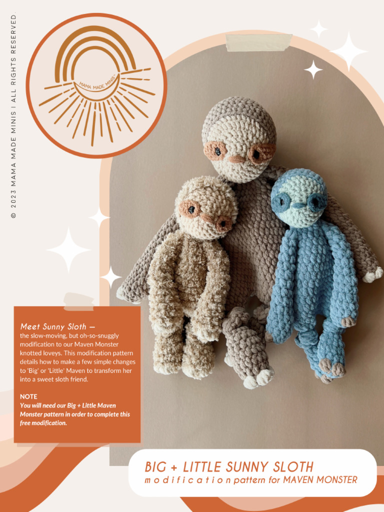 Mama Made Minis Sunny Sloth Modification Pattern | PDF