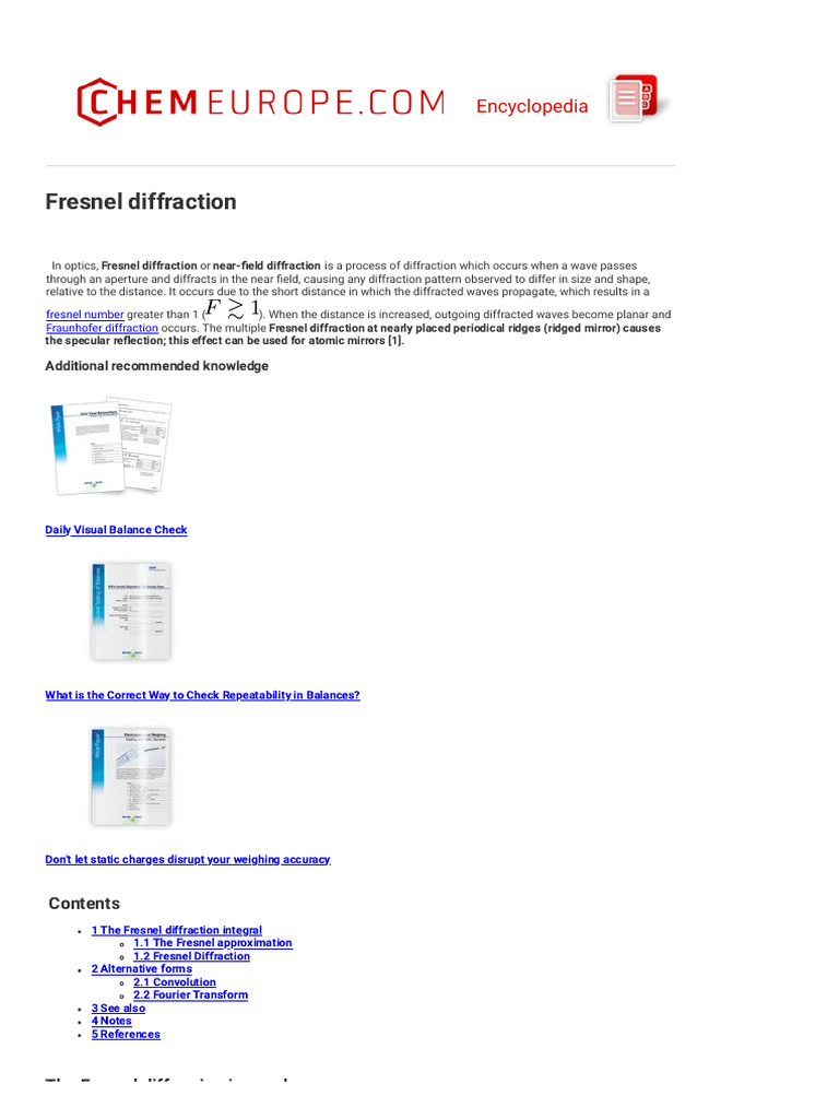 Fresnel Diffraction 1687566549673 | PDF
