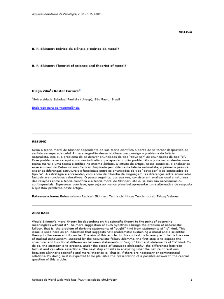 B F Skinner Teorico Da Ciencia Ou Teoric | PDF