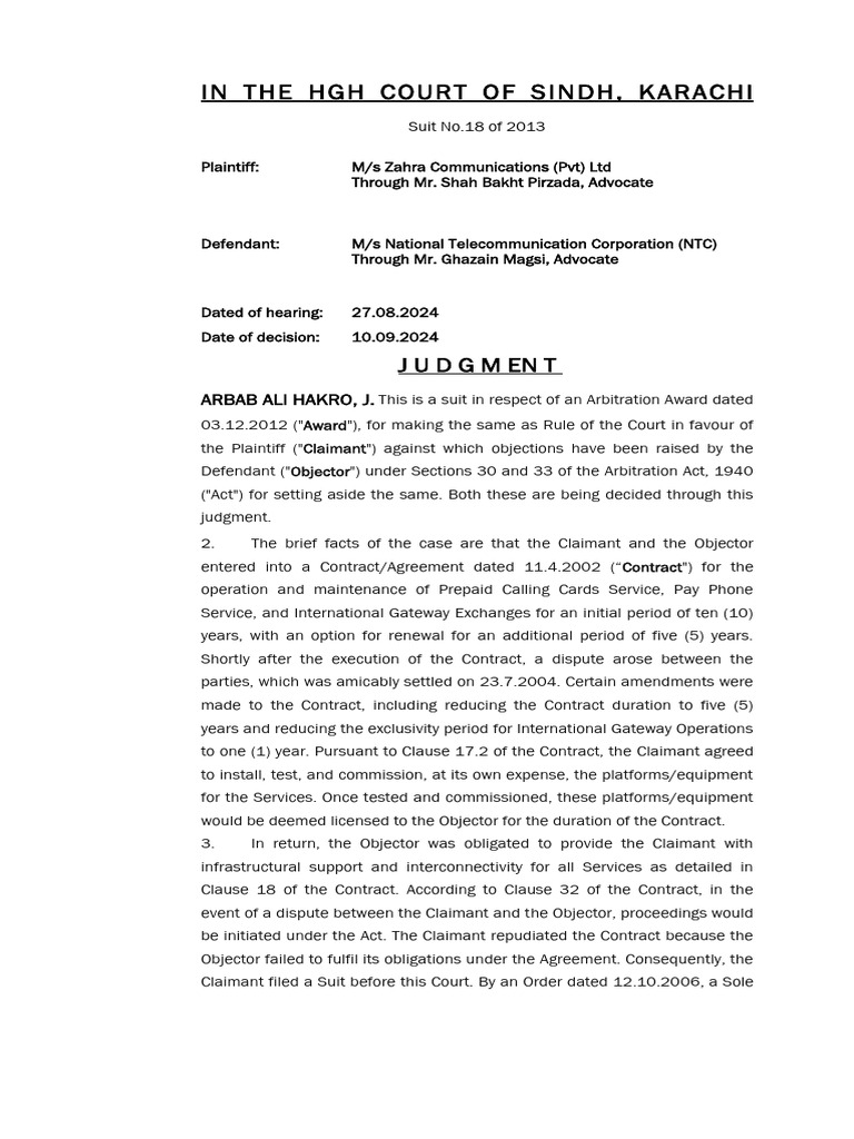 Arbitration Order | PDF