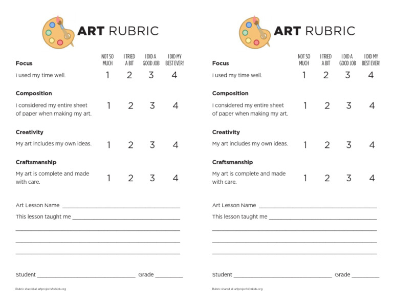 Art Rubric For Elementary Students | PDF