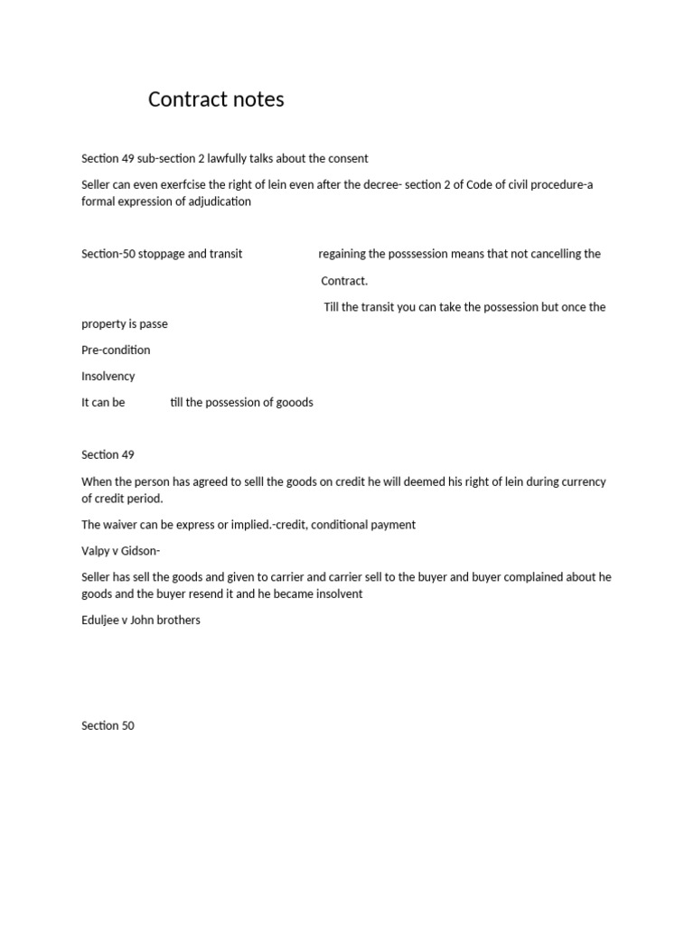 Contract Notes | PDF