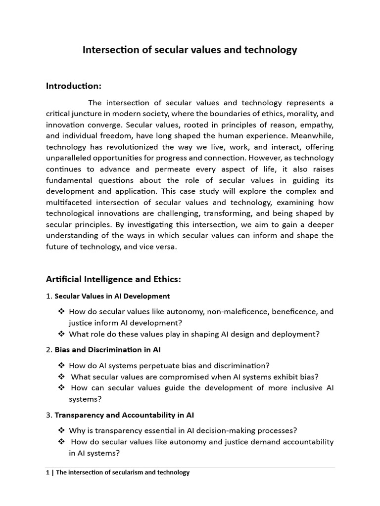 Intersection of Secular Values and Technology | PDF | Security ...