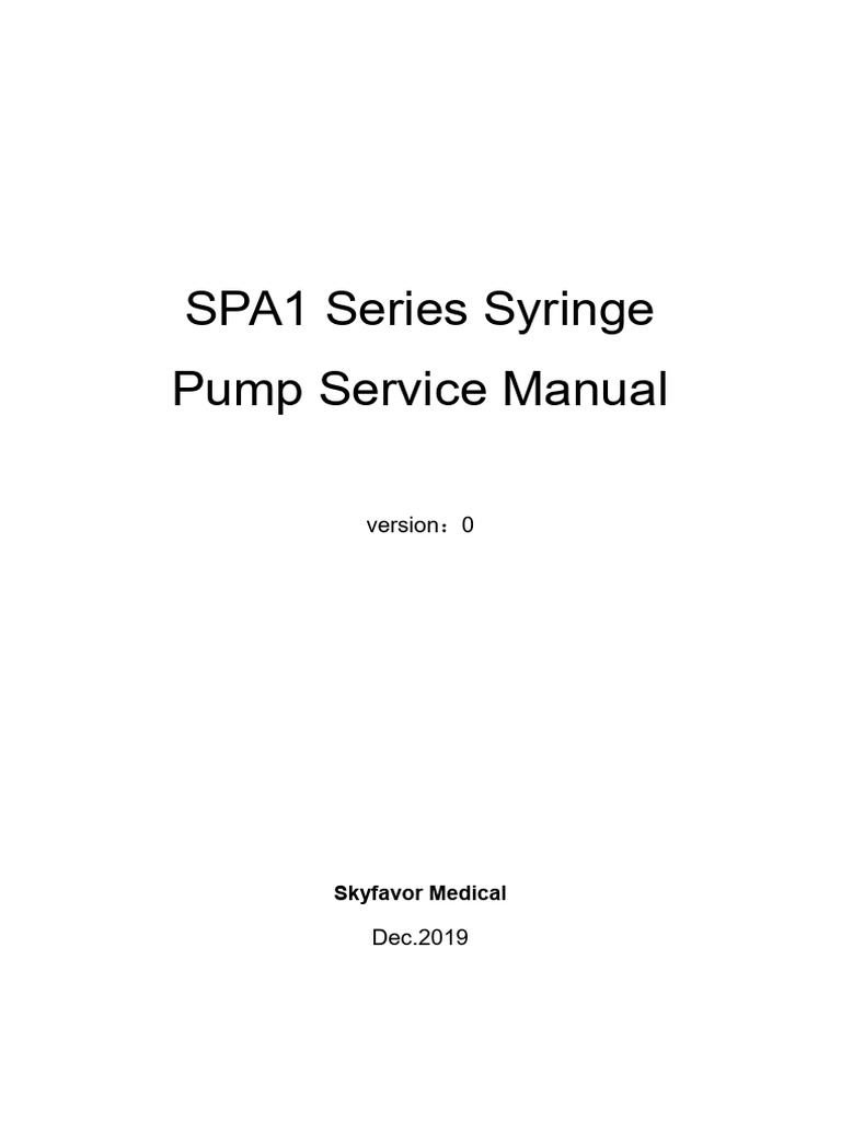 SPA1 Syringe Pummp Service Manual For | PDF
