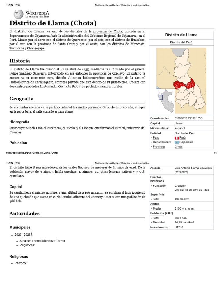 Distrito de Llama (Chota) | PDF | América del Sur