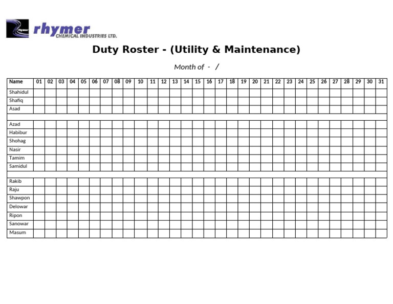 Duty Roster | PDF