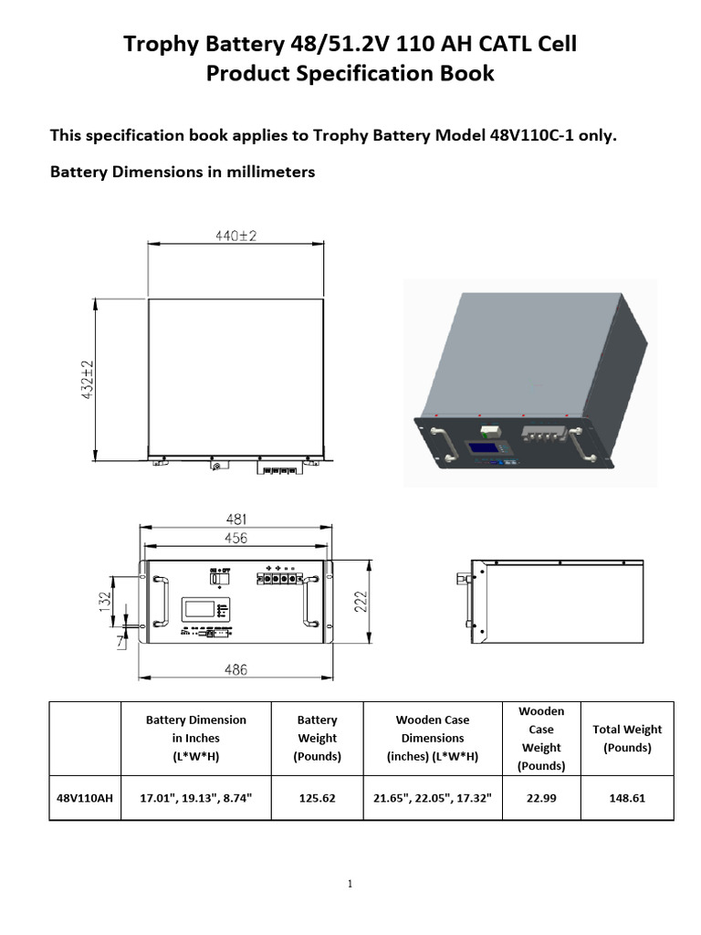 Trophy Battery 48V110C-1 Specs | PDF | Battery Charger | Electrical ...