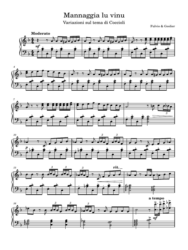 Mannaggia Lu Vinu | PDF