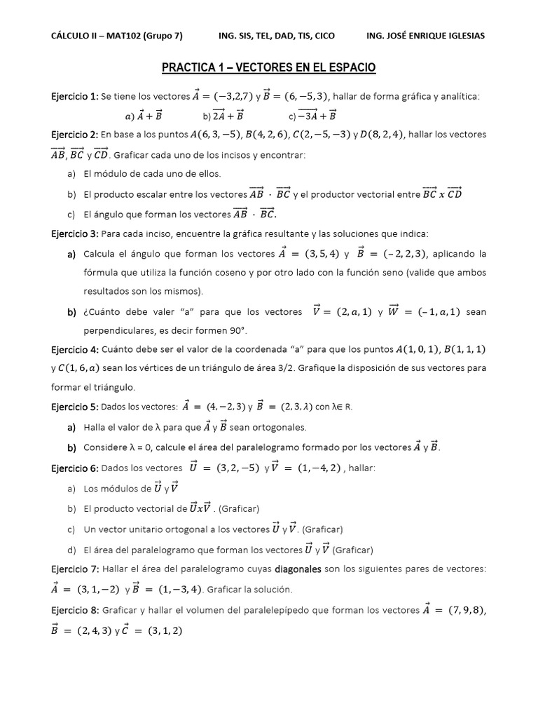 Práctica 1 - Vectores en R3 | PDF