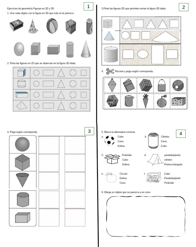 Ejercicios de Geometría Figuras en 2D y 3D | PDF