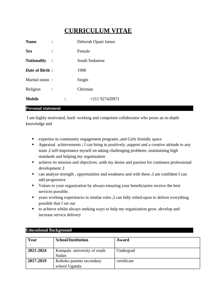 Deborah CV | PDF