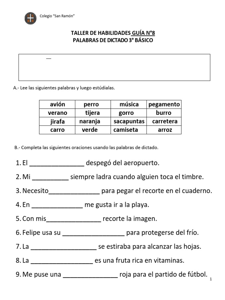 PALABRAS DE DICTADO N8 2024 Andrea | PDF