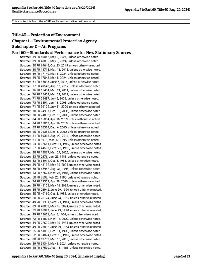 Appendix F to Part 60_ Title 40 (up to date as of 8-20-2024) | PDF