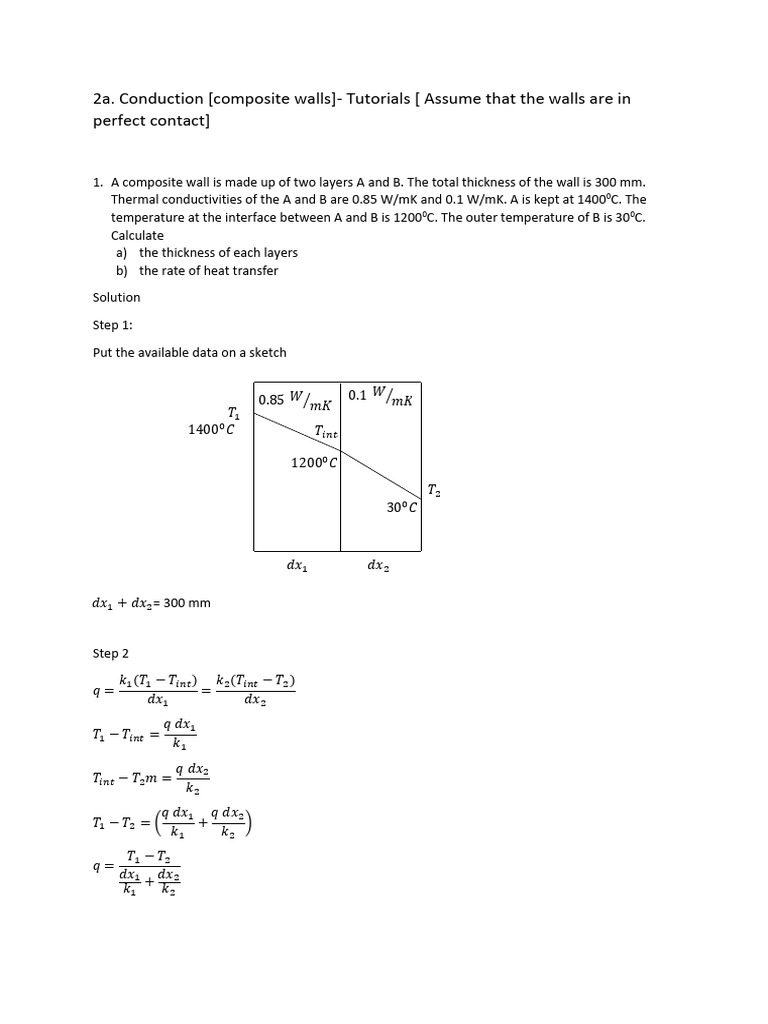 2a. Conduction -Composite Walls--Tutorials | PDF