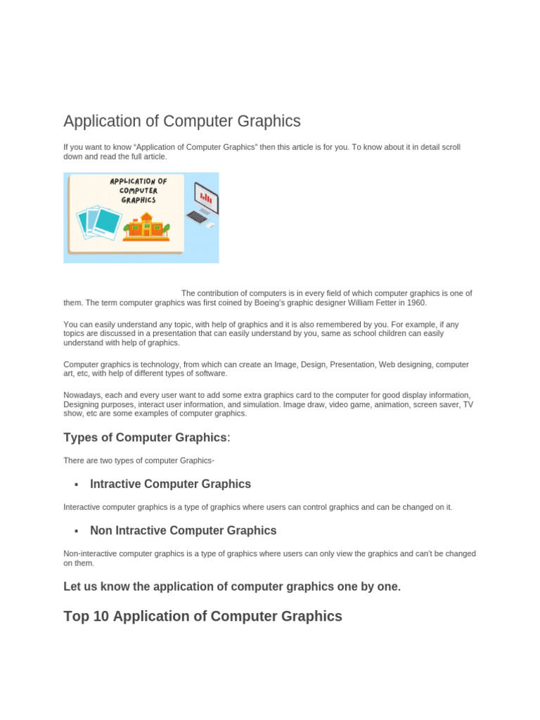 Application of Computer Graphics | PDF