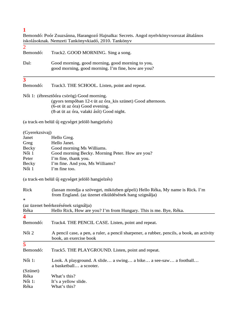 Secrets 1 Tankonyv Hanganyag Szovegkonyve | PDF