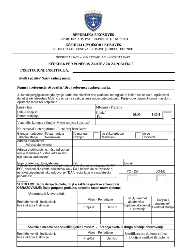 Kerkesa Per Punesim 2 | PDF