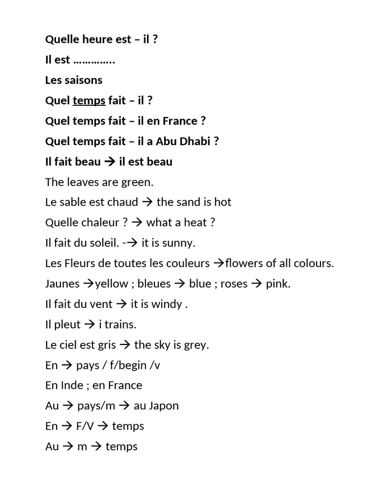 French Weather and Future Tense Guide | PDF