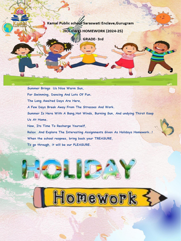 Class 3rd Holioday Homework | PDF