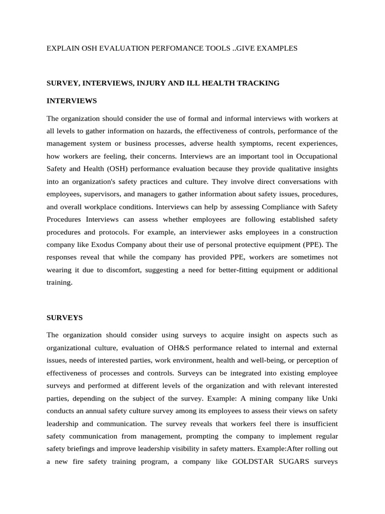 Explain Osh Evaluation Perfomance Tools | PDF