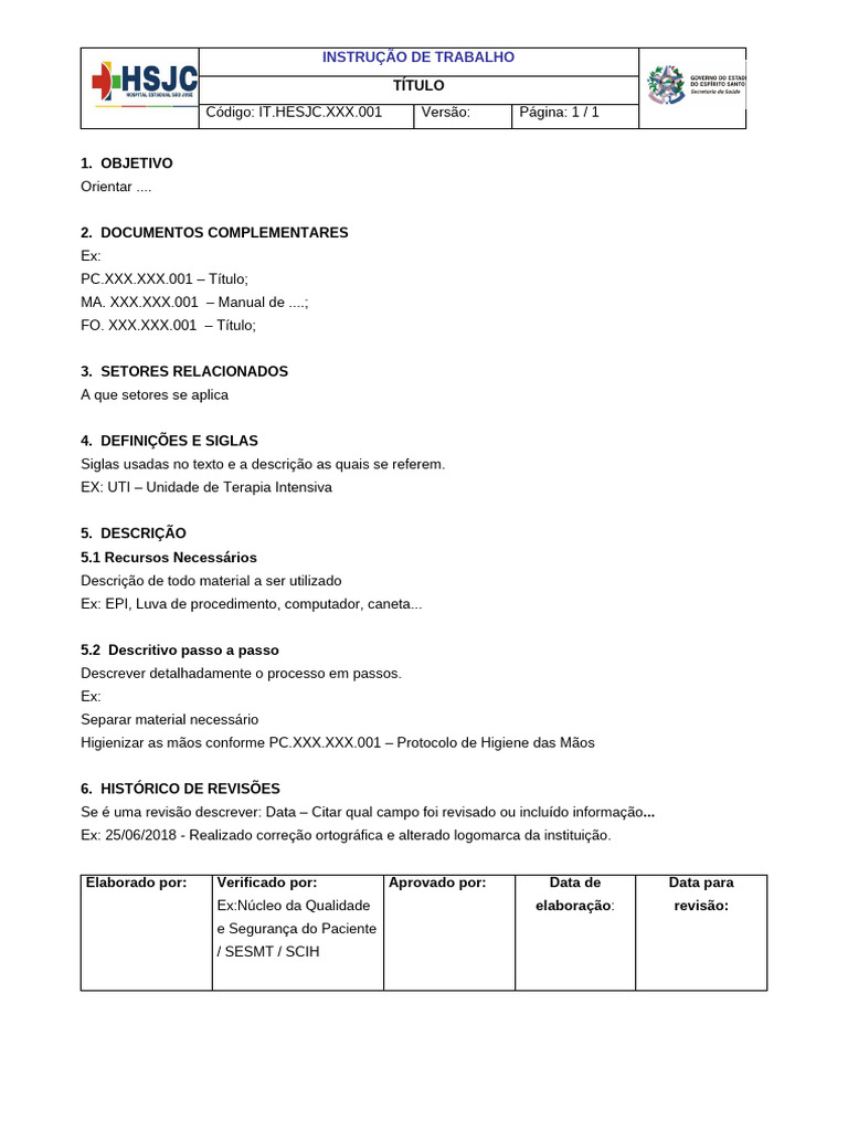 Modelo de Instrução de Trabalho | PDF