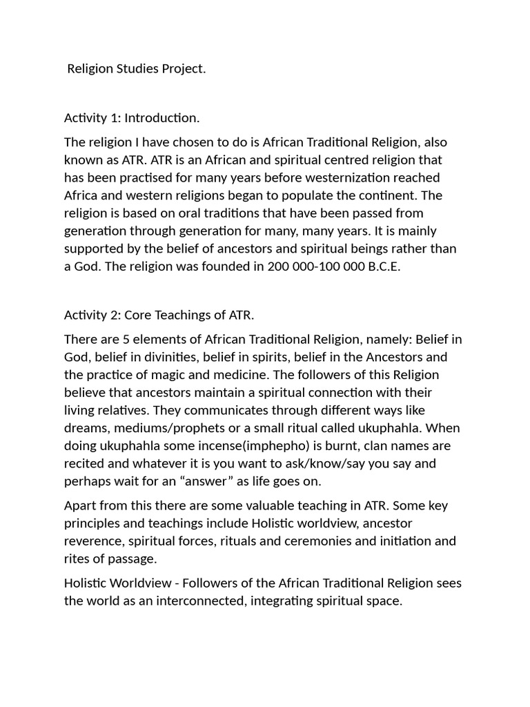 Religion Studies Project | PDF | Veneration Of The Dead | Social Science