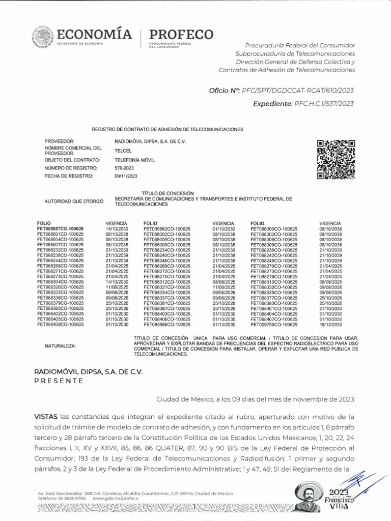 Radiomóvil Dipsa, S.A. de C.V.!!Telcel 576-2023 | PDF
